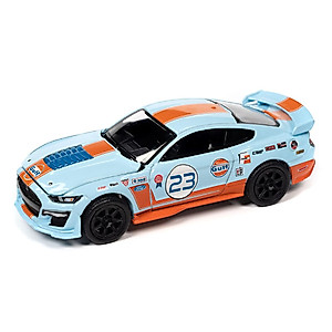 2022 Shelby GT500#23 Light Blue with Orange Stripes Gulf Oil Limited Edition to 4800 Pieces Worldwide 1/64 Diecast Model Car by Auto World CP8052