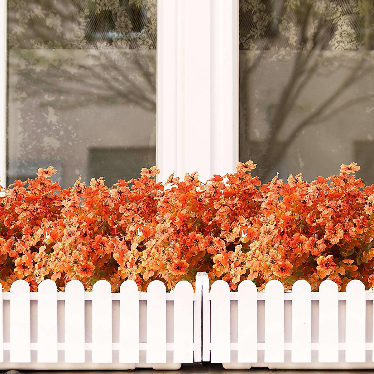 Gormiya 10 Bundles Bulk Outdoor Fall Artificial Fake Flowers UV Resistant Autumn Plastic Faux Hanging Greenery Plants for Backyard Window Box Porch Patio Garden Home Decor