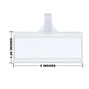 Reusable Plastic Wire Shelf Label Holder, for Pantry Retail Shopping Mall Store, Supermarket UPC Price Card & Ticket Display, Strong & Easy Clip Design Tight Snap Lock Closure. 1-1/4" H X 3" W (100)