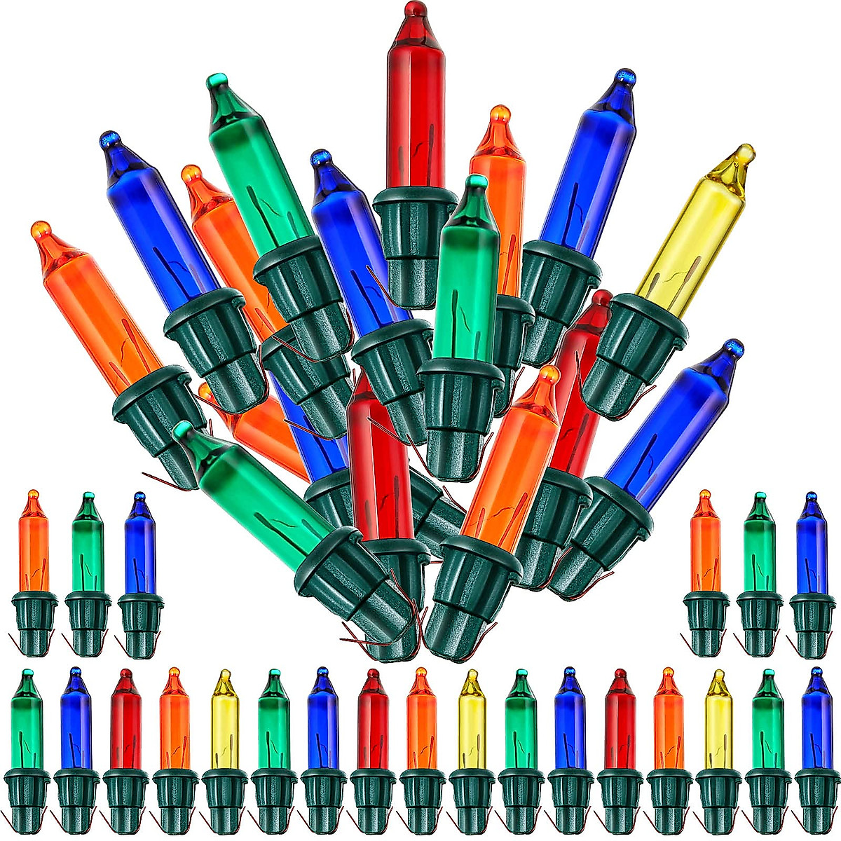 Mudder 100 Pieces 2.5V Replacement Christmas Tree Light Bulbs 50/100/150/200 Count Mini Incandescent Wire String Lights Replacement Bulbs for Xmas Tree Decoration(Black Base with Orange Bulb)