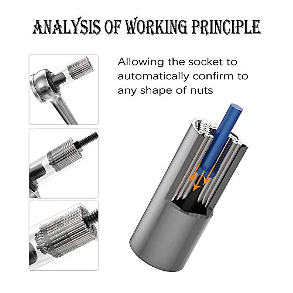 Universal Socket, Christmas Gifts, Self-adjusting Socket 1/4'' - 3/4'' 7mm-19mm, Adapter Socket for Wrench Ratchet & Power Drill, Super Grip Socket, Christmas Stocking Stuffers Tools Gifts for Men Dad