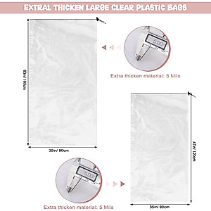 6 Pack Extra Large Clear Drawstring Plastic Storage Bags, 5 Mils Extra Thicken Large Plastic Storage Bags, Dustproof Moistureproof Dustproof Luggage Storage Bags for Suitcase, 35x63"& 35x47"