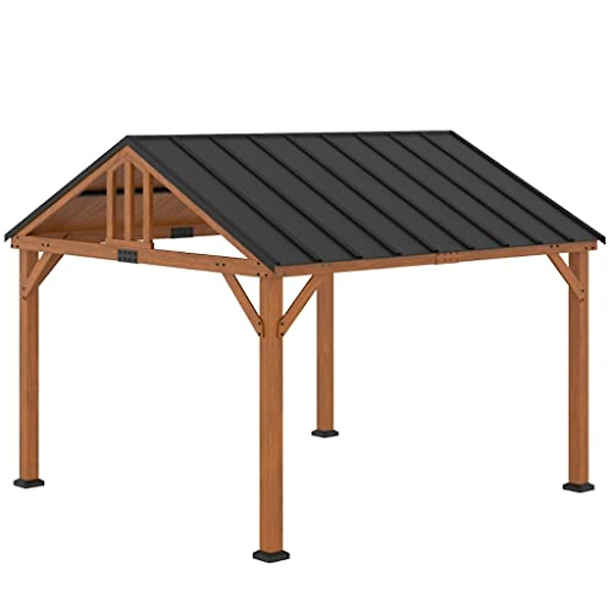 BHVXW 12' x 11' Hardtop Gazebo with Wood Frame and Waterproof Asphalt roof, Gazebo Canopy for Garden, Patio, Backyard