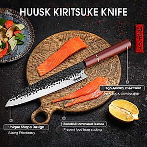 Huusk Chef Serrated Bread Knife for Homemade Bread Bundle with High Carbon Steel Japanese Kitchen Knife