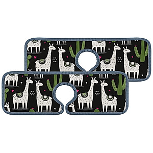 Kitchen Faucet Absorbent Mat 2 Pieces Alpaca Cactus Faucet Sink Splash Guard Bathroom Counter and RV,Faucet Counter Sink Water Stains Preventer