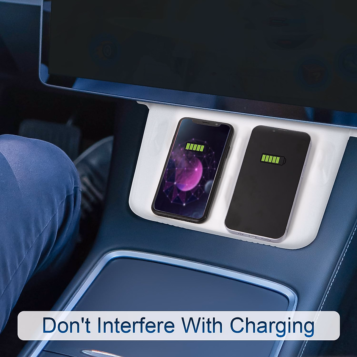 BOXOB Center Console Mat for, Silicone Console Mat Wireless Charging Pad Cover Center Console Pad for Model 3 Model Y Car Center Console Accessories (White)