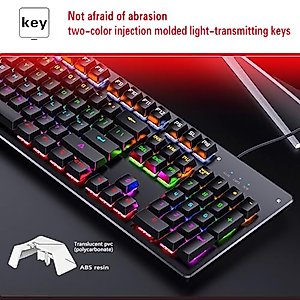 HAMIO Mechanical Gaming Keyboard with 9 RGB LED Rainbow Backlit 100% Anti-ghosting Keyboard with Blue Switches for Windows PC/MAC Games (Back（Square keycap）)