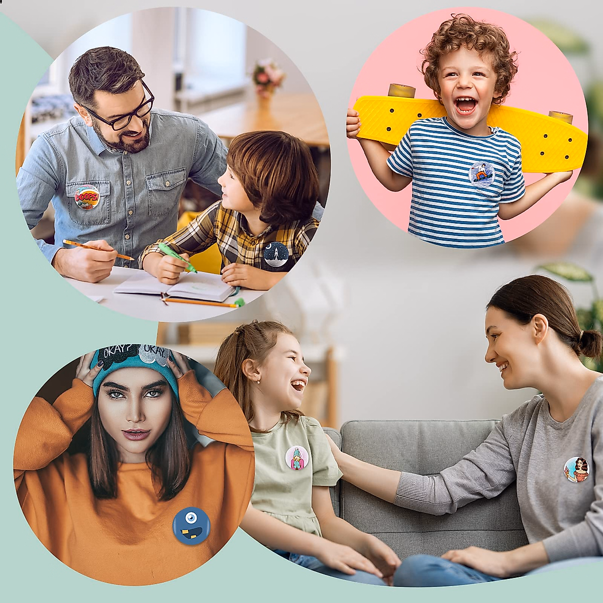 Mostme 200 Sets 58mm/2.25 inch Button Supplies Button Parts for Button Maker Machine 58mm, Round Badge Blank Button Pins, Includes Plastic Button Pin Back Cover, Metal Cover, Clear Film&Blank Paper