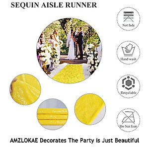 AMZLOKAE Aisle Runners for Weddings Sequin Aisle Runner Glitter Aisle Runner Rustic Outdoor Rug Runner Aisle Runner for Ceremony Sparkle Carpet Runner Bride Runner (4FTx15FT, Yellow)