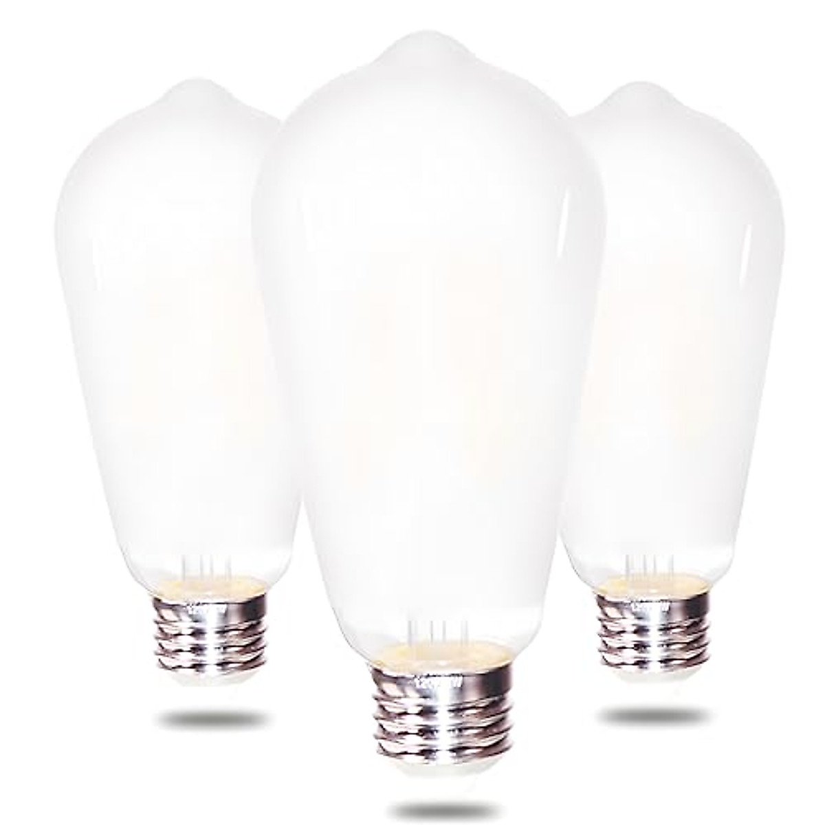 Vintage LED Bulbs ST64 6W Equivalent 60W, 2700K Warm White 800lm Dimmable Brightness LED Light Bulbs with E26 Base and Frosted Glass Cover, Pack of 3 (2700K, 6W)
