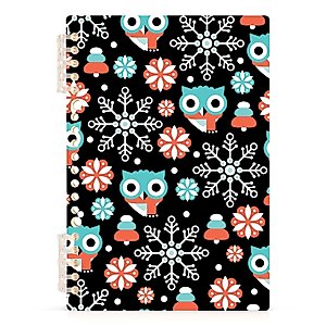 SPRIPORT Christmas Owls Snowflake Spiral Journal Notebook for Women Men A5 Memo Notepad Sketchbook with Durable Hardcover & 60 Pages Writing Journal for Journaling Notes Study School Work Boys Grils