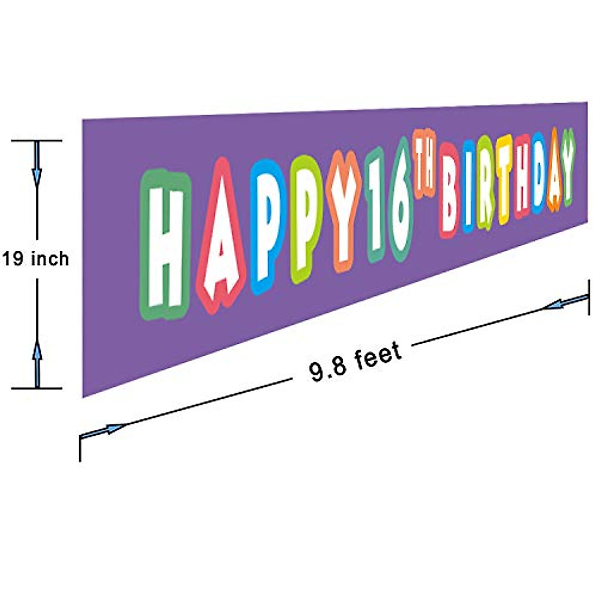 Purple Happy 16th Birthday Banner, 16th Birthday Party Sign, 16 Bday Party Supplies Decorations