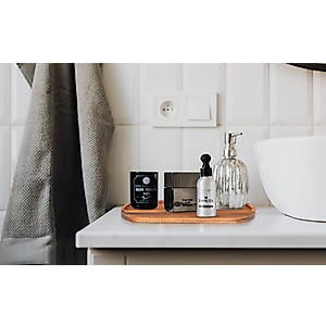 Wooden Vanity Bathroom Trays, Farmhouse Wood Perfume Tray Home Rustic Decor Plate, Kitchen Counter Top Storage, Rectangular Sink Organizer Tray for Soap Bottle Accessories