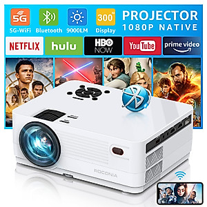 1080P HD Projector with WiFi and Bluetooth,Roconia 9800LM 4K Projector,300" Outdoor Movie Projector,Home Theater Video Projector Compatible with Laptop, HDMI, VGA, USB, iOS & Android Smartphone