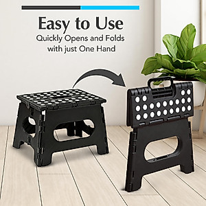 Folding Step Stool - The Lightweight Step Stool is Sturdy Enough to Support Adults and Safe Enough for Kids. Opens Easy with One Flip. Great for Kitchen, Bathroom, Bedroom, Kids or Adults.