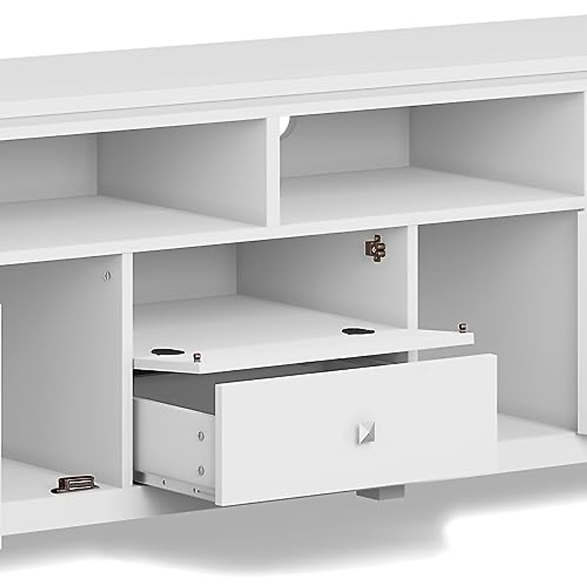 SIMPLIHOME Cosmopolitan SOLID WOOD 72 inch Wide Contemporary TV Media Stand in White For TVs up to 80 inches for the Living Room and Entertainment Center