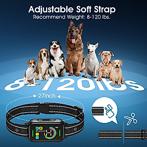 DINJOO Bark Collar, Dog Bark Collar for Large Medium Small Dogs,Smart Bark Collar,Rechargeable Anti Barking Training Collar with 8 Adjustable Sensitivity,Bark Collar with Beep (Dark Black)