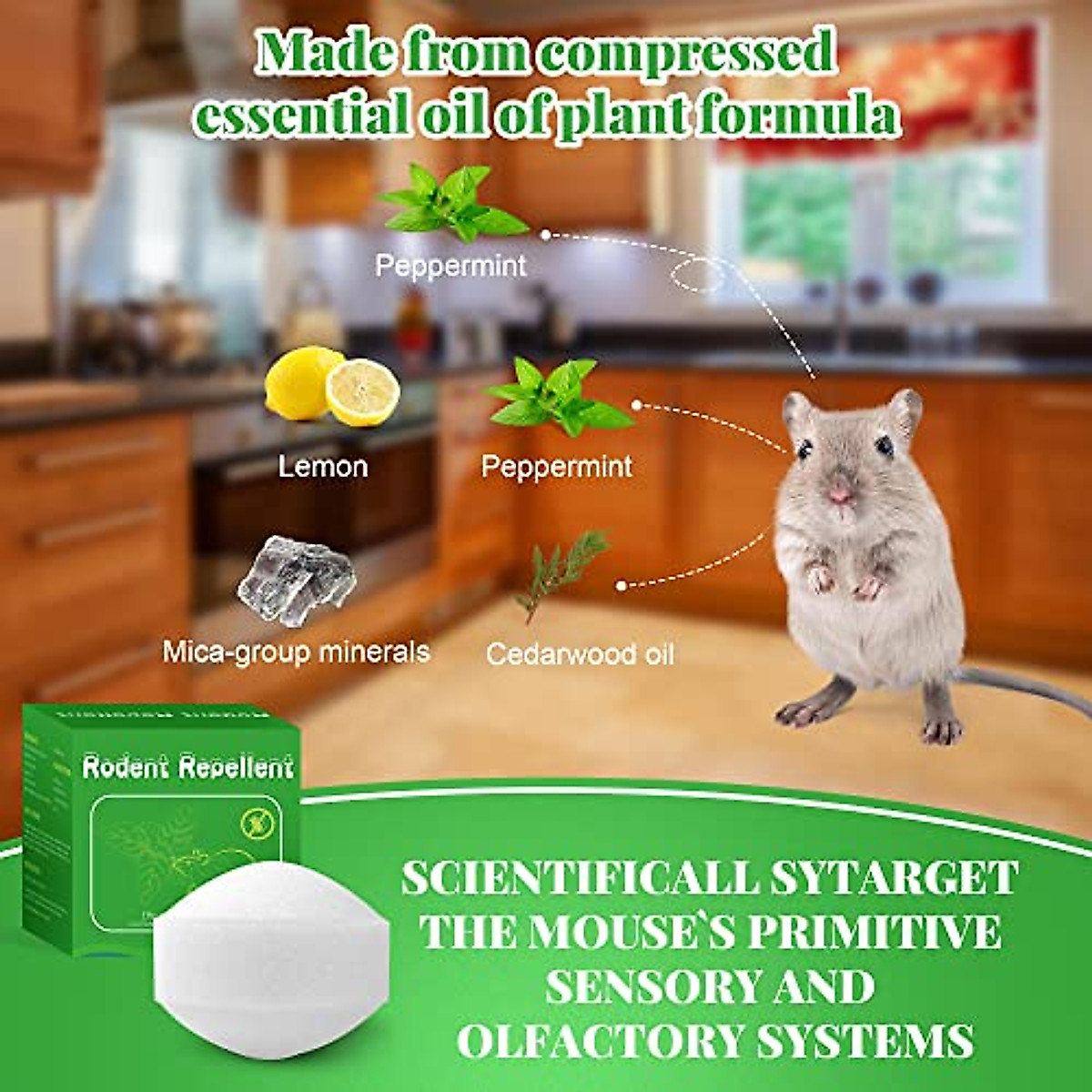 12 Pcs Natural Mouse Repellent Peppermint Oil to Repel Mice and Rats, Rodent Rat Repellent for Car Engines Kitchen Indoor Outdoor, Keep Moles & Voles Out of Your Lawn/Garden, Pet Safe