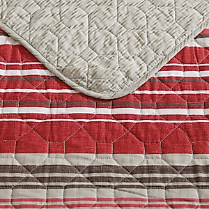 Eddie Bauer - King Quilt Set, Reversible Cotton Bedding with Matching Shams, Home Decor for All Seasons (Yakima Red, King)