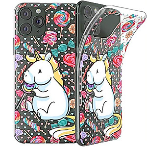Toik Slim TPU Case for Apple iPhone 11 Pro Xs Max Xr 10 X 8 Plus 7 6s 5s SE Cover Unicorn Protective Cute Print Women Girls Funny Lightweight Clear Sweets Flexible Silicone Gift Design Chubby