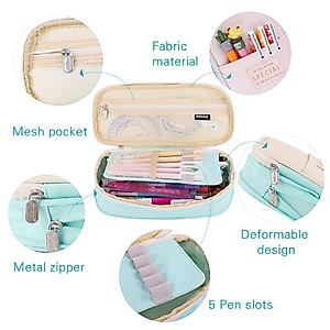 Oyachic Big Capacity Pencil Case, Telescopic Pencil Pouch,Zipper Pen Bag,Canvas Markers Organization Makeup Bag Box,Pencil Holder Office Supplies