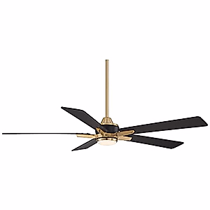 Casa Vieja 52" Vegas Nights Modern Indoor Outdoor Ceiling Fan with Dimmable LED Light Remote Control Soft Brass Black Damp Rated for Patio Exterior House Home Porch Gazebo Garage Barn