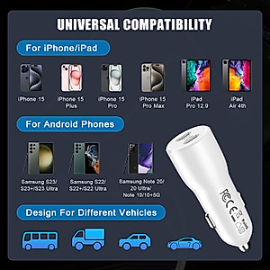 iPhone 15 Fast Car Charger, 40W Dual USB C iPhone Car Charger Fast Charging Adapter with 2 Pack USB C to USB C Cable for iPhone 15/15 Plus/15 Pro/15 Pro Max, iPad Pro/Air/Mini,Galaxy S23/S22/S21 Ultra