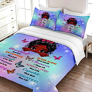 GRAT TIOC Black Girl Comforter Sets Twin Size,Black Girl Magic Bedding Set,Cute Little Black Princess Comforter Set for Kids Melanin Bedroom Bed Set