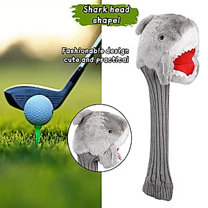 Golf Club Head Cover, Adorable Shark Head Shape Plush Cloth Golf Wood Driver Head Cover