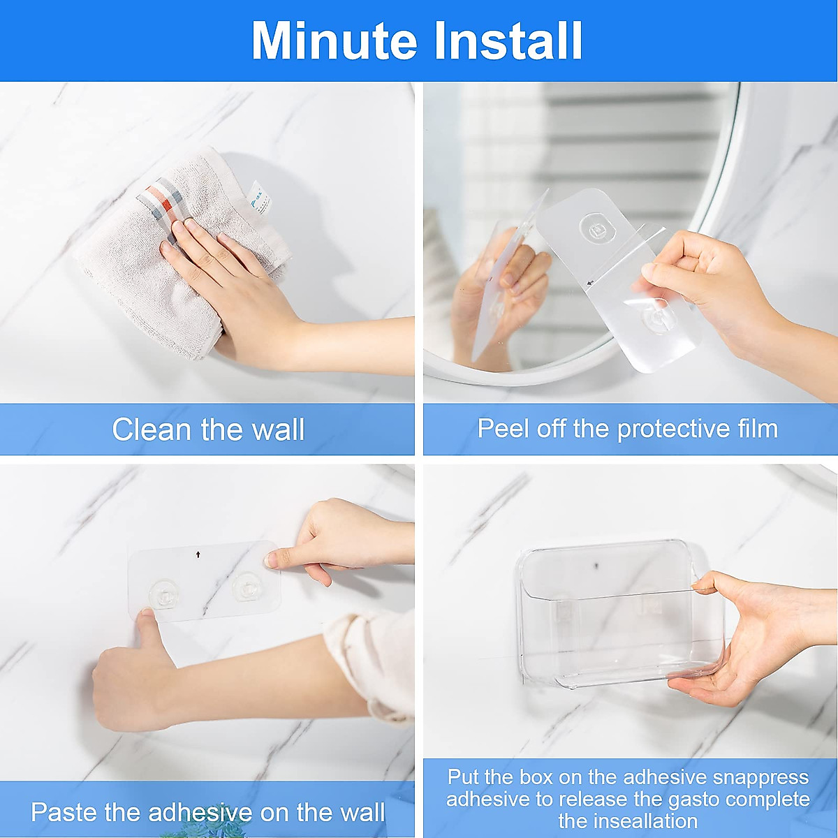 Diesisa Plastic Wall Mount Organizer, Self Adhesive Organizer for Wall, Cabinet Door Organizer, with Self Adhesive Tape, for Bathroom, Pantry, Kitchen, Laundry, Utility Room, Inside of Cabinet Door