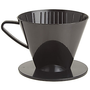 Fino Pour-Over Reusable Coffee Brewing Cone with Gold-Toned Mesh Permanent Coffee Filter, Number 2-Size, Black