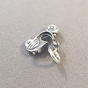 Scooter .925 Sterling Silver 3-D Charm Pendant Motorized Bike Moped Vespa Vehicle New vh17