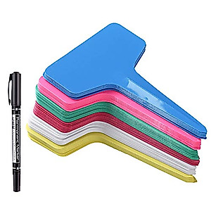150 Pcs T-Type Plant Labels with a Gel Pen, Waterproof Plastic Plant Tags Nursery Garden Markers, 6 x 10cm, 6 Colors