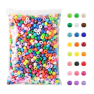 Simetufy 1200 Pcs Pony Beads Plastic Beads for Bracelet Making, Multi-Colored Beads for Hair Braiding, DIY Crafts, Kandi Jewelry, Key Chains and Ornaments Decorations 24 Assorted Colors