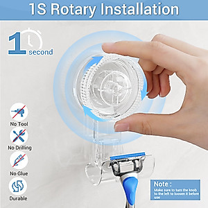 LUXEAR Suction Hooks, 2 Pack Razor Hooks Removable & Reusable Suction Shower Hook Waterproof Powerful Vacuum Suction Hanger for Towel Bathrobe Loofah Bathroom Kitchen Storage Hooks Weather Hanger Hook