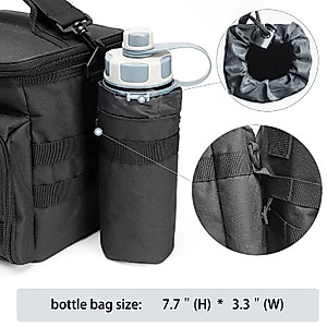 UMUFUKA Lunch Box for Men, Tactical Lunch Cooler Tote,Insulated Lunch Bag Adult, With Detachable MOLLE Water Bottle Pouch, Men Leakproof Lunch Bag for Work Picnic (Black)