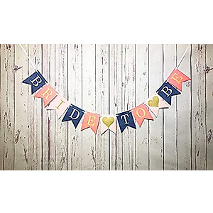 Bridal Shower Decorations Navy Champagne Qian's Party Navy Peach Champagne Confetti Ballons /Bride to Be Banner Navy Coral , Hen Party Engagement Banner Rose Gold Bachelorette Party Decorations
