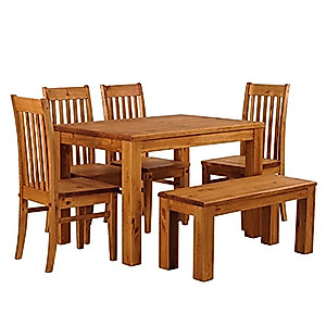 B.R.A.S.I.L.-Möbel TableChamp Dining Table Rio 63 x 31.5 Honey Solid Wood Pine Oiled Farmhouse Extension Extendable Optional