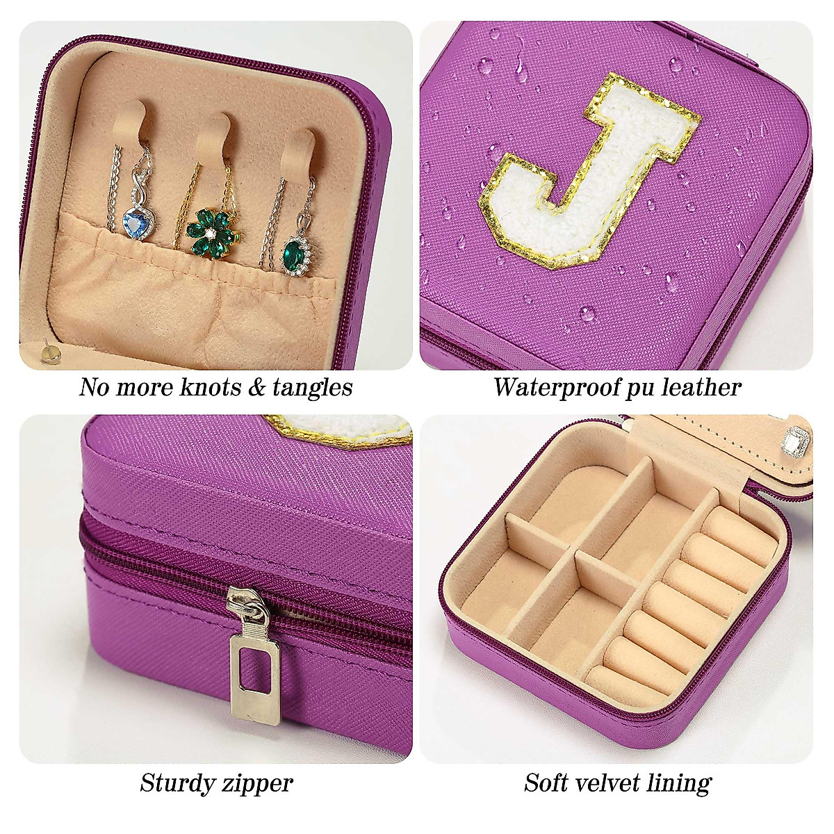 Parima Small Jewelry Box for Girls, Travel Initial Jewelry Box for Girls | Small Jewelry Organizer Box | Travel Jewelry Case Jewelry Box Organizer | Mini Travel Jewelry Box-Initial E-Purple