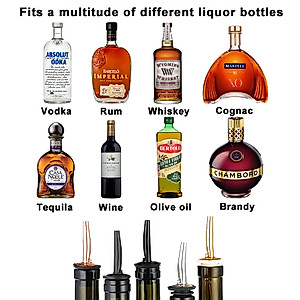 24 Pcs Stainless Steel Liquor Pour Spouts Set, Liquor Bottle Pourers with Rubber Dust Caps for Pours Liquid, Olive Oil, Wine, Vinegar (Rose Gold-24 Pack)