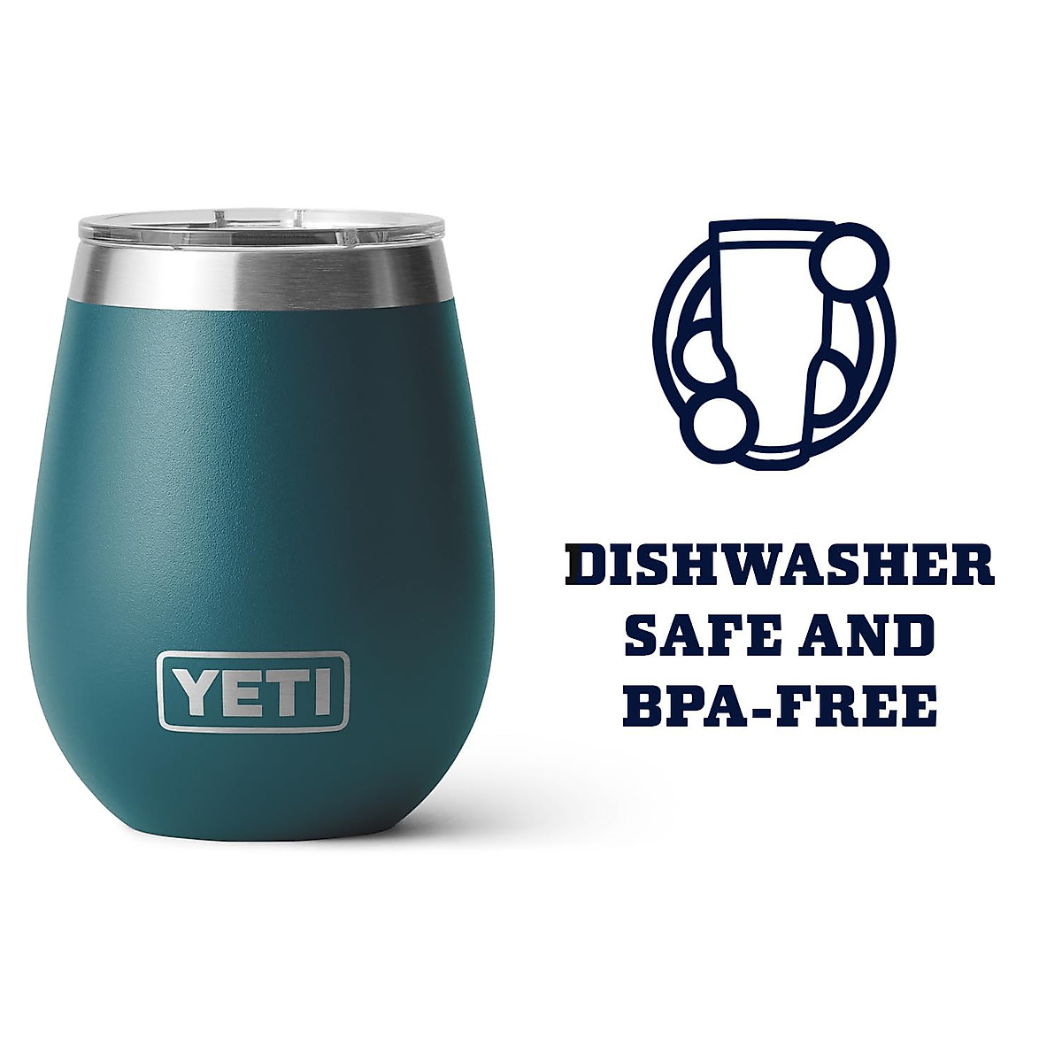YETI Rambler 10 oz Wine Tumbler, Vacuum Insulated, Stainless Steel with MagSlider Lid, Agave Teal