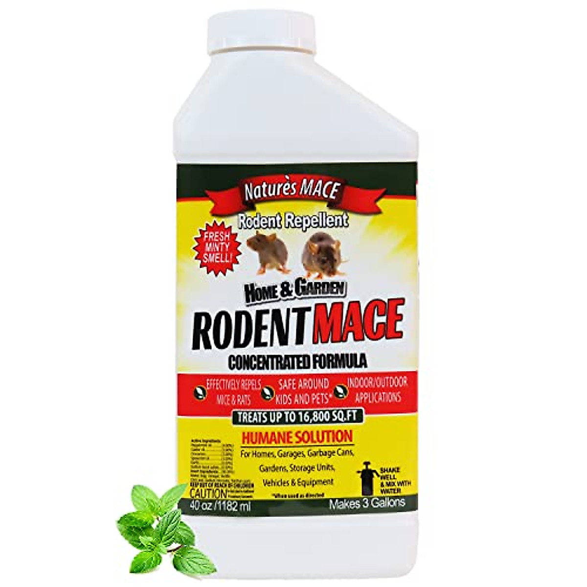 Nature’s MACE Rodent Repellent 40oz Concentrate/Covers 16,800 Sq. Ft. / Repel Mice & Rats/Keep mice, Rats & Rodents Out of Home, Garage, attic, and Crawl Space/Safe to use Around Children & Pets