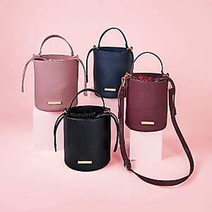 KATIE LOXTON Amara Womens Vegan Leather Convertible Handle Bucket Cross Body Bag Black