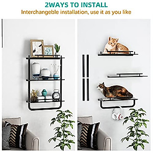 FEILERN Metal Floating Shelves Wall Mounted with Frame and Towel Rack for Bathroom, Living Room, Bedroom, Kitchen (3 Tier, Black)