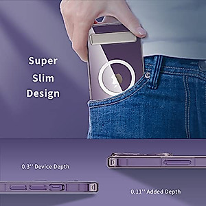 SUPERONE Crystal Clear Mag Safe Case for iPhone 14 Pro Max with Stand, [Magnetic Strength Enhanced] [Anti-Yellowing] [Military Grade Protection] Shockproof Slim Phone Case 6.7 inch