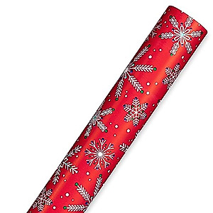 American Greetings 175 sq. ft. Reversible Red Christmas Wrapping Paper, Candy Cane Stripes and Snowflakes (1 Jumbo Roll 30 in. X 70 ft.)