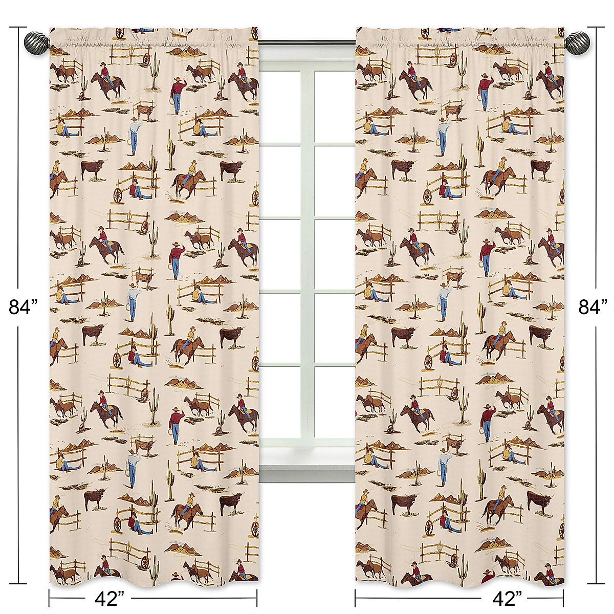 Sweet Jojo Designs Wild West Cowboy and Horses Print Window Treatment Panels - Set of 2