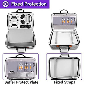 YOREPEK Hard Shell Carrying Case for PS5, Travel Bag Compatible with Playstation 5 Console Controller, Protective Storage Bag for PS5 Disk Digital Edition, Games, Headset and Gaming Accessories, Grey