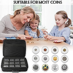 WAEKIYTL 46mm Coin Capsules with 11 Sizes Foam Gasket and Plastic Storage Organizer Box, Coin Storage Case with Lock Coin Collection Supplies for Dime,Cent,Nickel,Quarter,Silver Dollar,Half Dollar (White Foam Gasket)