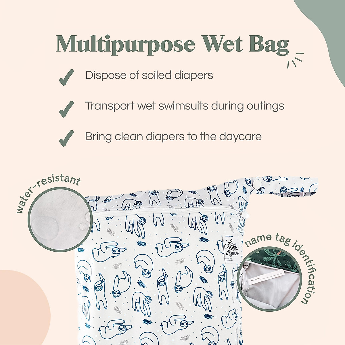 LA PETITE OURSE 2 One-Size Reusable Pocket Diapers with 4 Diaper Inserts, 1 Wet Bag and 1 Diaper Liner Roll (100 Sheets) per - The Perfect Trial Kit - Laziness